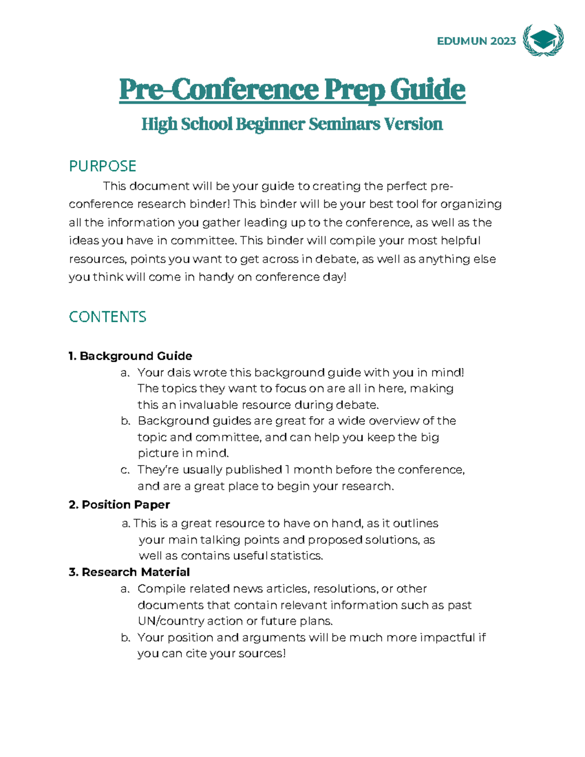 Pre-Conference Prep Guide - EDUMUN 2023 Pre-Conference Prep Guide High ...