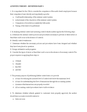 Introduction to Auditing - MCQ - AUDITING THEORY RED SIRUG INTRODUCTION TO AUDITING An ...