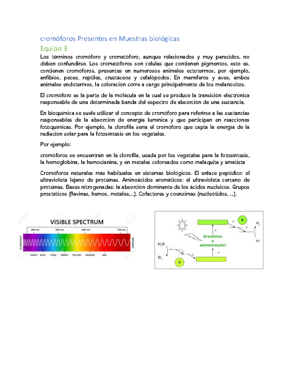 Cromóforos Presentes en Muestras biológicas - cromóforos Presentes en ...
