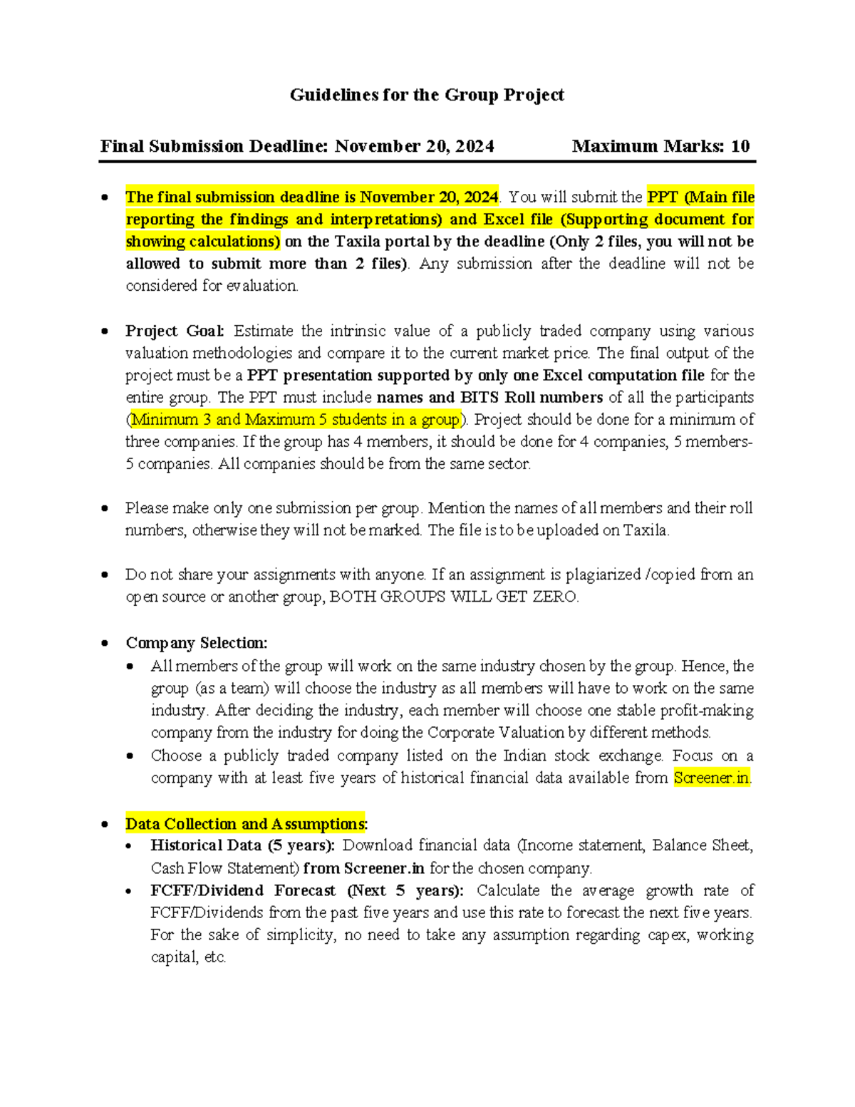 Group Project GFMP - Guidelines for the Group Project Final Submission Deadline: November 20 ...