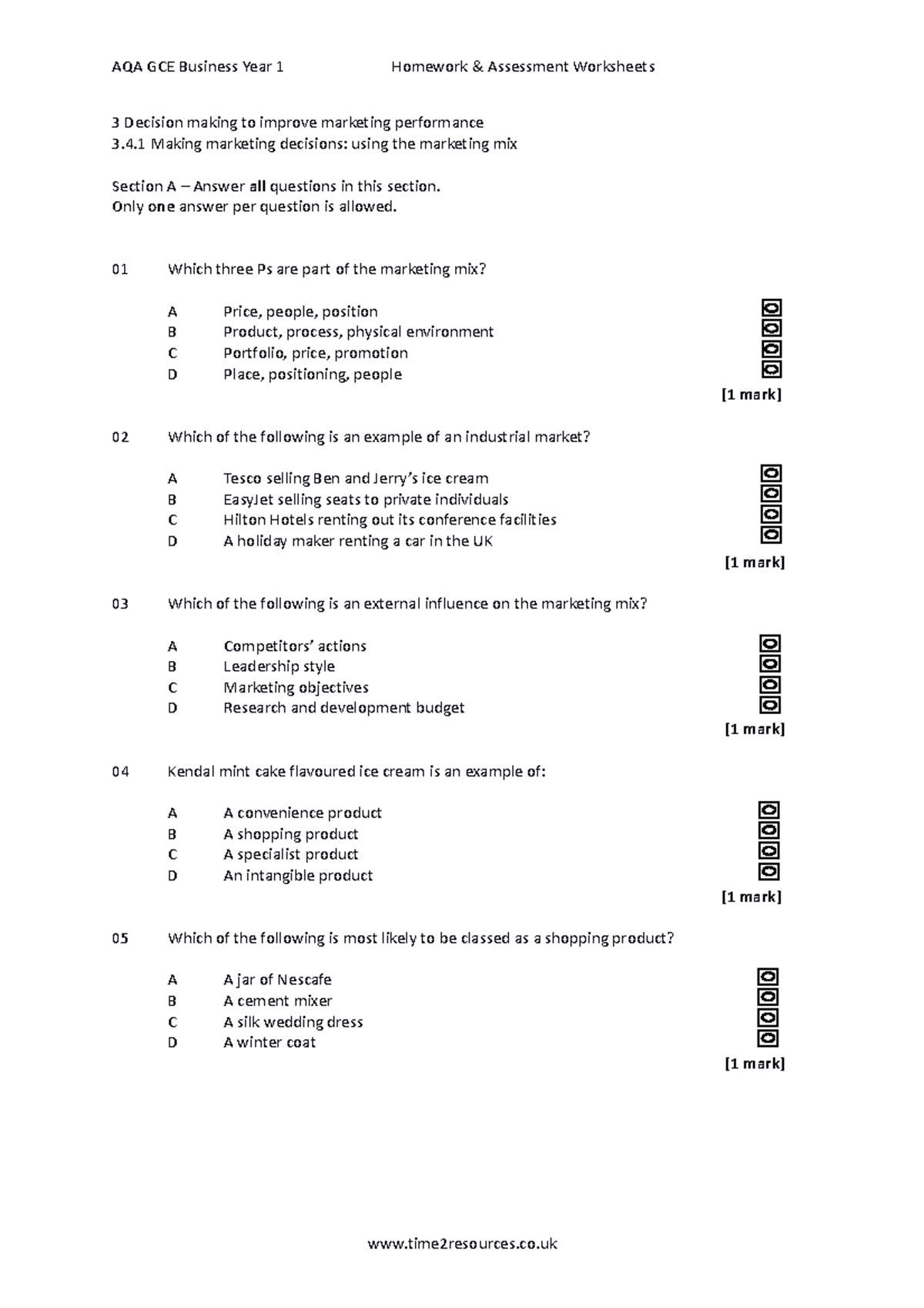 3.4.1 Making marketing decisions - Marketing mix - AQA GCE Business ...