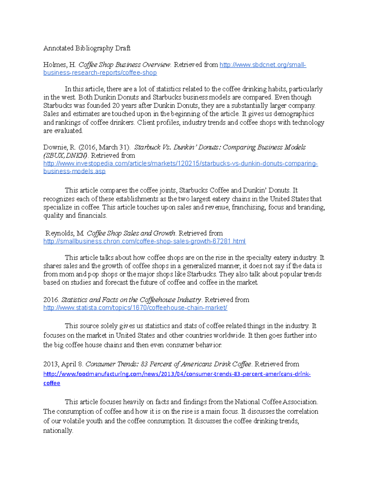 Annotated Bibliography Draft - Annotated Bibliography Draft Holmes, H ...