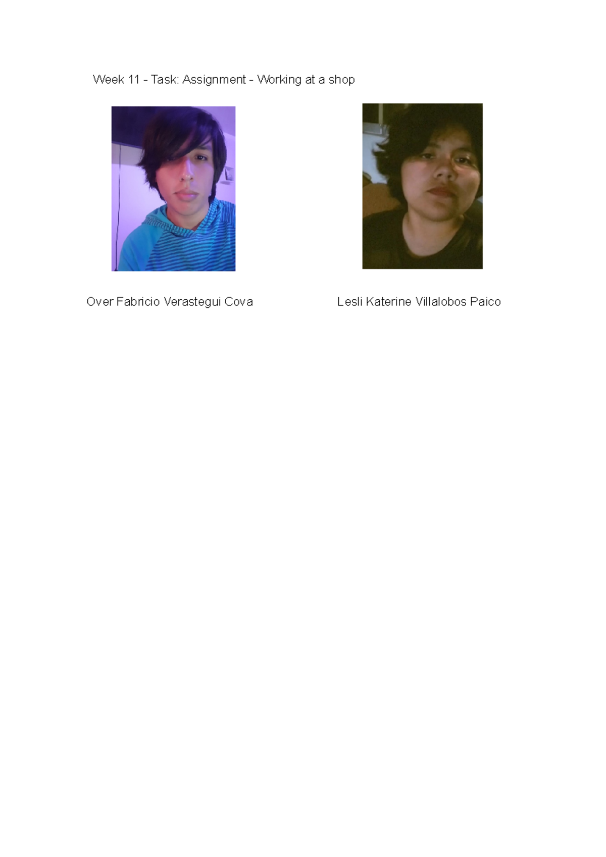 Week 11 - Tarea - Week 11 - Task: Assignment - Working at a shop Over Fabricio Verastegui Cova ...