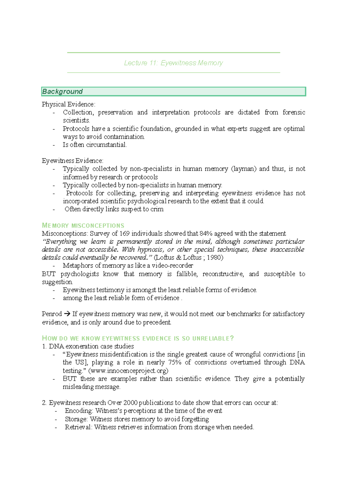 Foresnic psychologyy - the forensic psychology notes - Lecture 11 ...