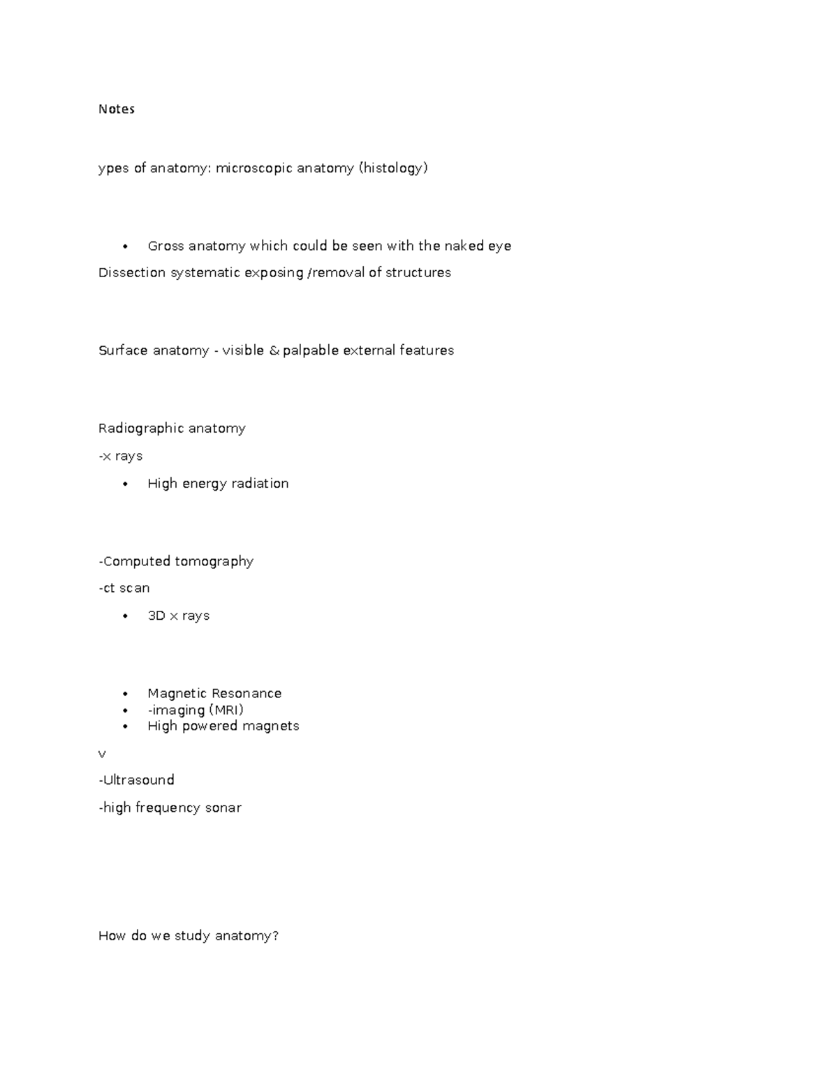 Document 26 - human body - Notes ypes of anatomy: microscopic anatomy ...