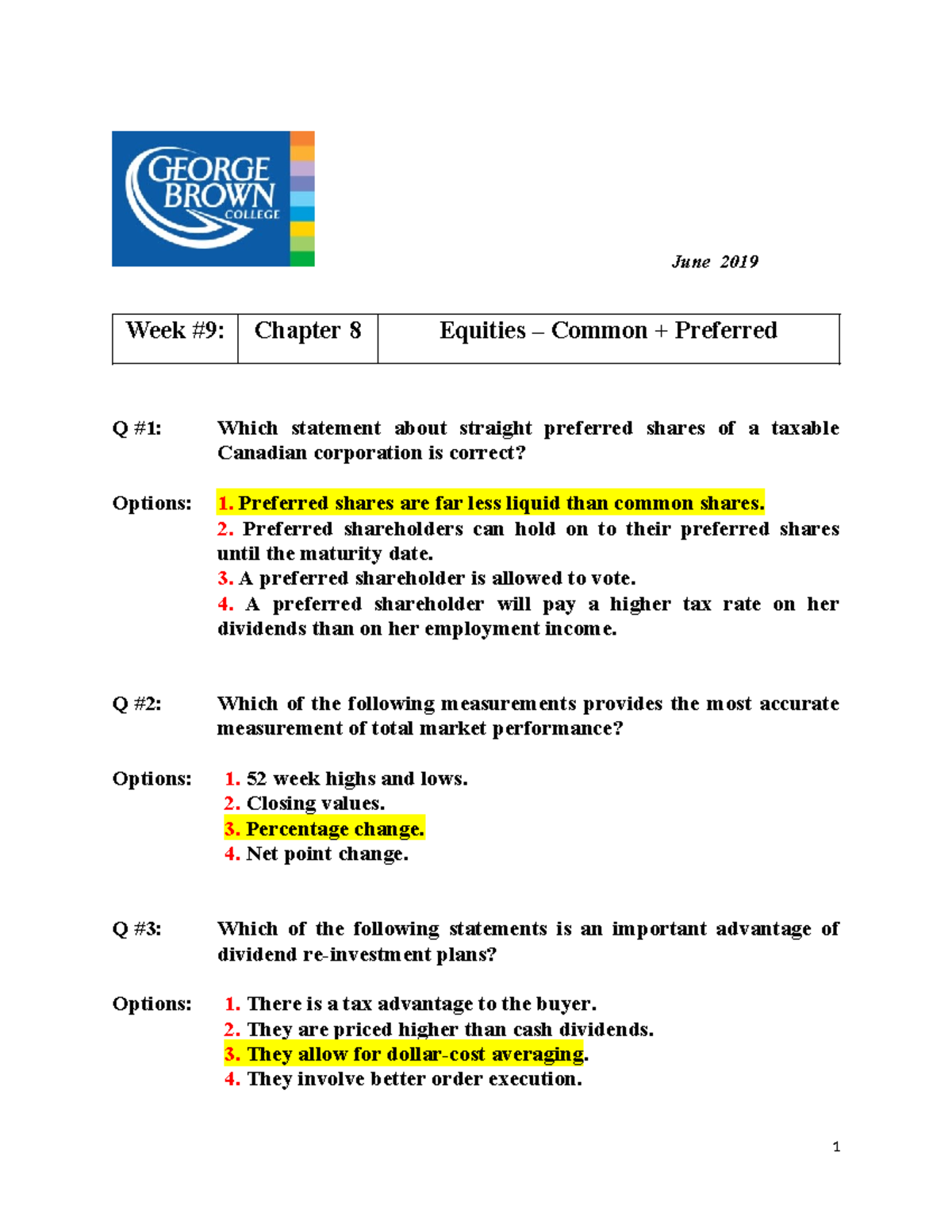 Practice Qs FIN2061 Week9 Common Preferred Student - June 2019 Week #9 ...