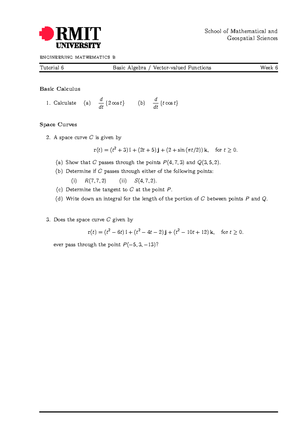 Tutorial 6 - MATH 2128 - School of Mathematical and Geospatial Sciences ...