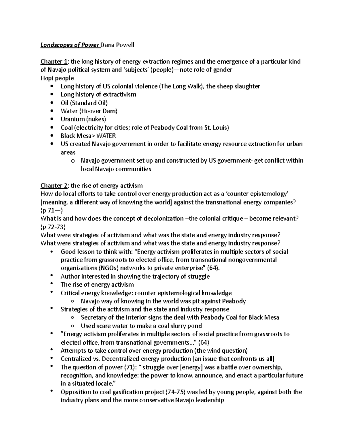 Book Notes - Landscapes of Power Dana Powell Chapter 1: the long ...