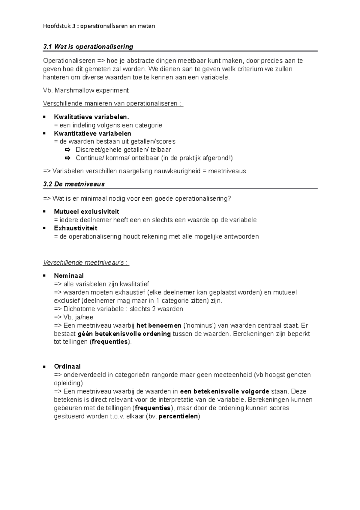 Hoofdstuk 3. Operationaliseren en meten - Statistiek - Thomas More ...