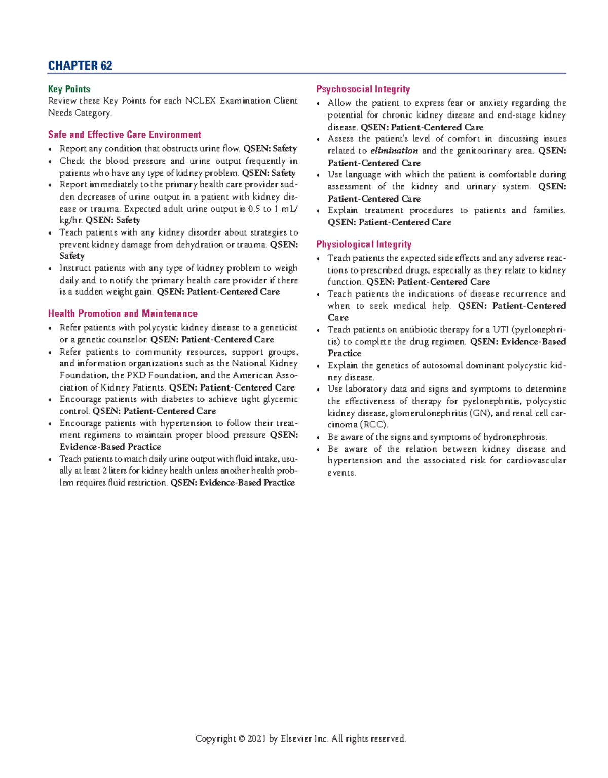 Chapter 062 - N/A - CHAPTER 62 Key Points Review these Key Points for each NCLEX Examination ...