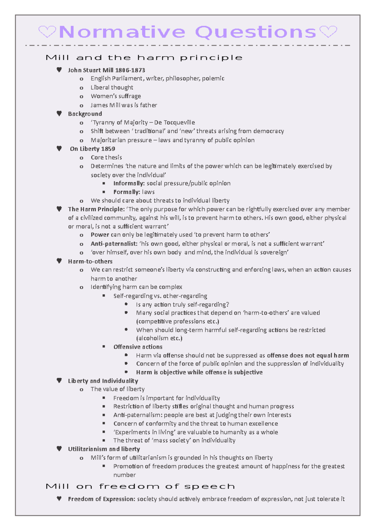 P04052 Part 2 Normative questions - ♡Normative Questions♡ Mill and the ...