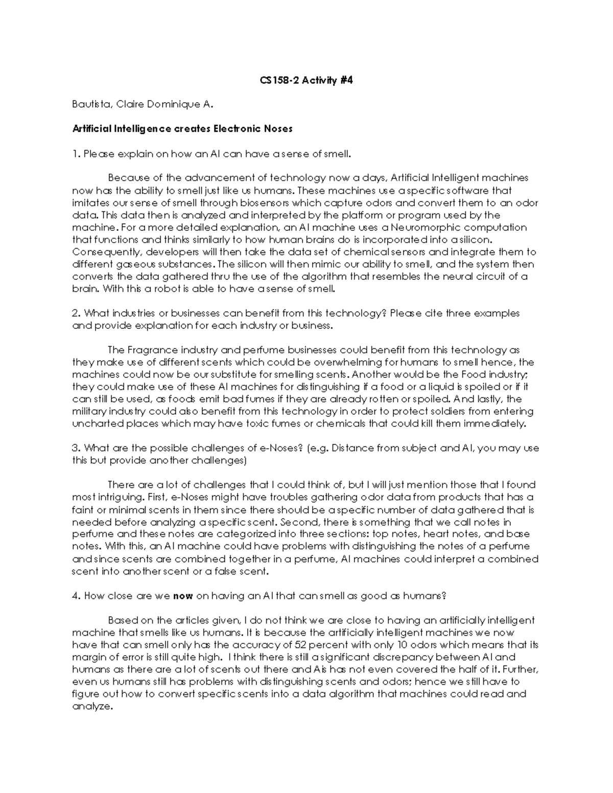 Activity 4 - HELLO - CS158-2 Activity Bautista, Claire Dominique A ...