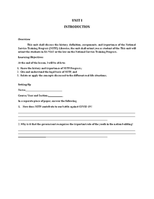 NSTP 1 Unit 10 Poster Making - Unit X Poster Making Change starts ...