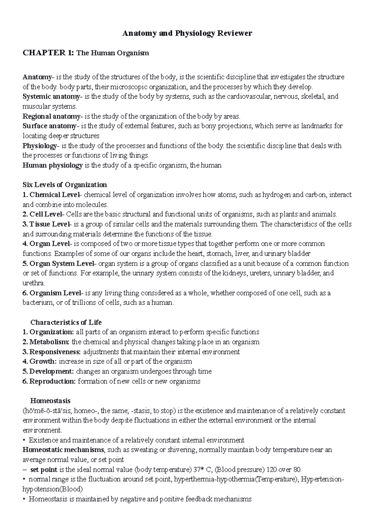 Anatomy and Physiology Reviewer - Anatomy and Physiology Reviewer ...