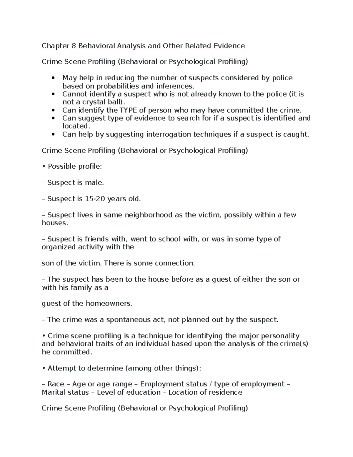 Chapter 8 Behavioral Analysis and Other Related Evidence - Cannot ...