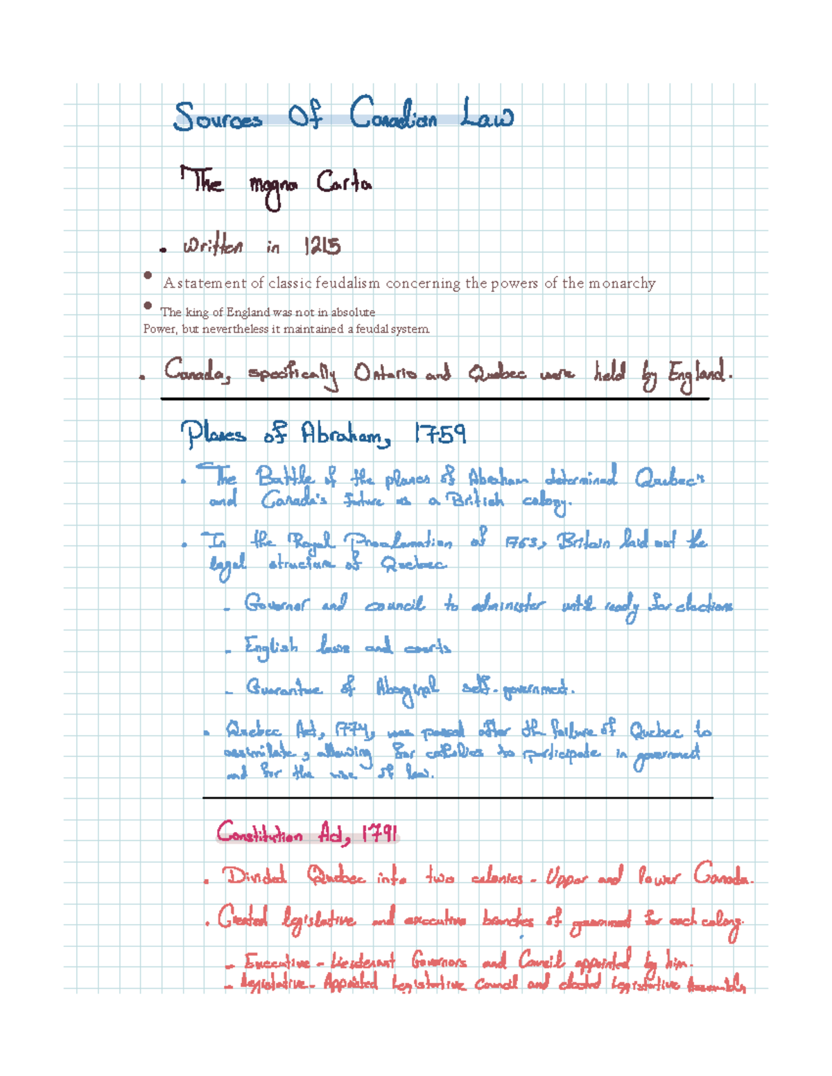 Lec notes on Canadian legal system - Sources Of Canadian Law The magna ...