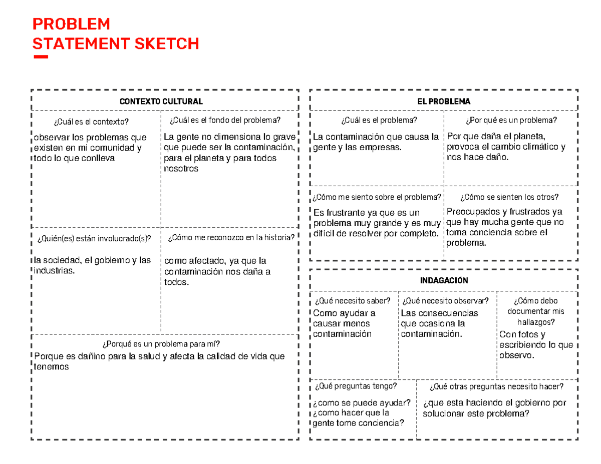 Toolkit Problem Statement Sketch ED - PROBLEM STATEMENT SKETCH ¿Cuál es ...