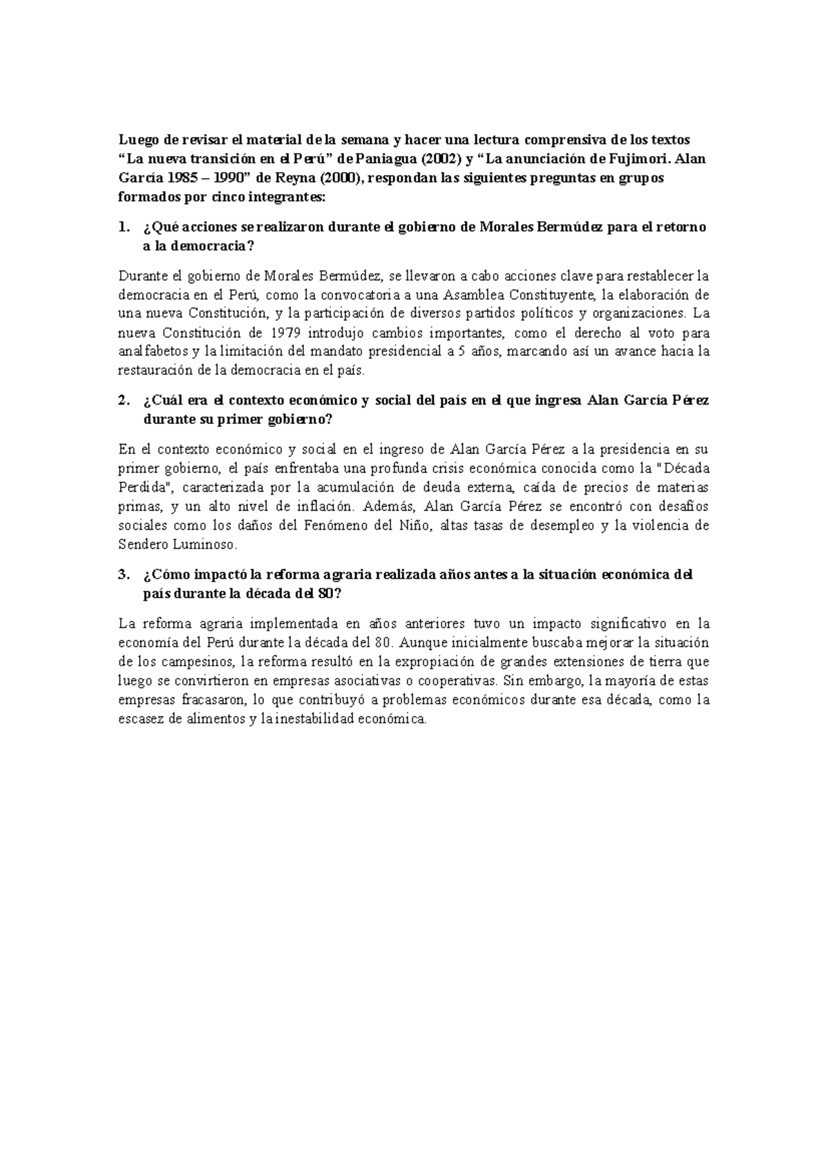 Actividad - Luego de revisar el material de la semana y hacer una ...