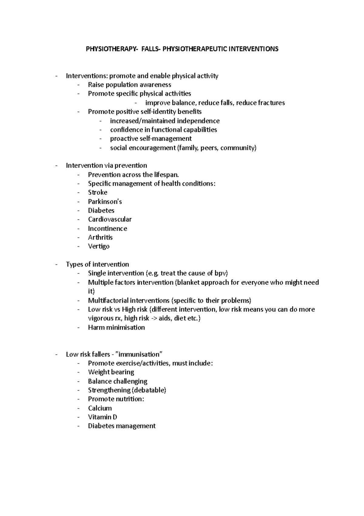 Physiotherapy- Falls- Physiotherapeutic Interventions - PHYSIOTHERAPY ...