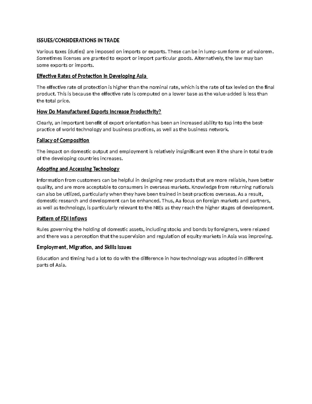 Econdev Report - Issues and consideration in trade - ISSUES ...