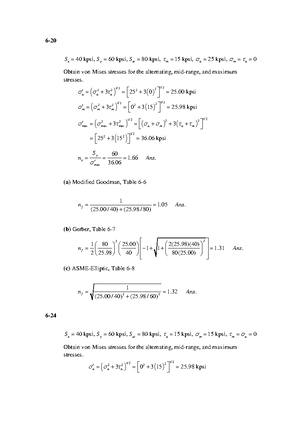 EML 3500 Fall 2017 HW 6 Solution - 7-1 (a) DE-Gerber, Eq. (7-10): A 4 K ...