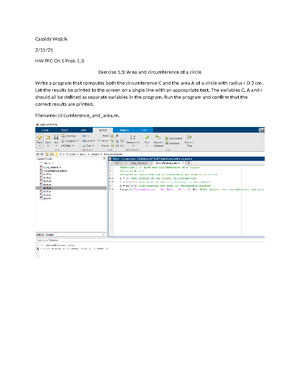 HW CH3 Prob 3 - Matlab programming homework - ENGR 124 - Cassidy Wojcik ENGR-124- HW CH 3 ...