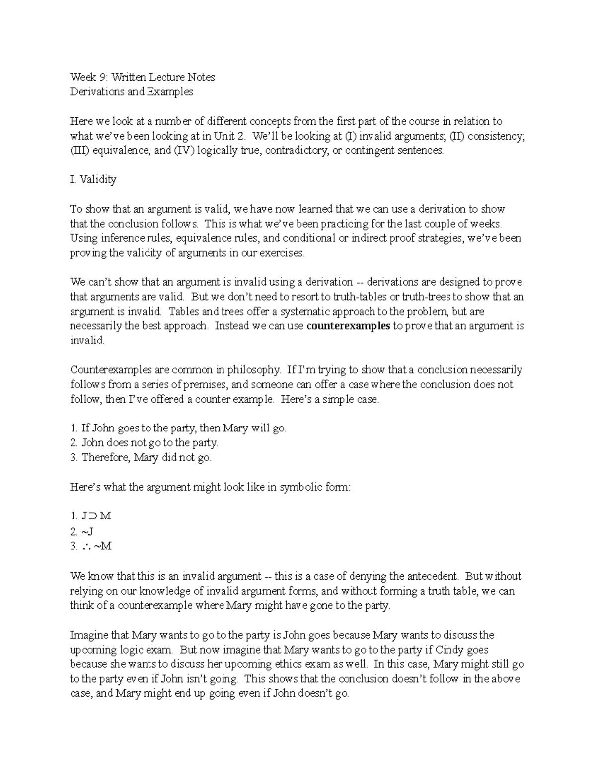 Phi. 251 - Written Lecture Week 8 - Week 9: Written Lecture Notes ...