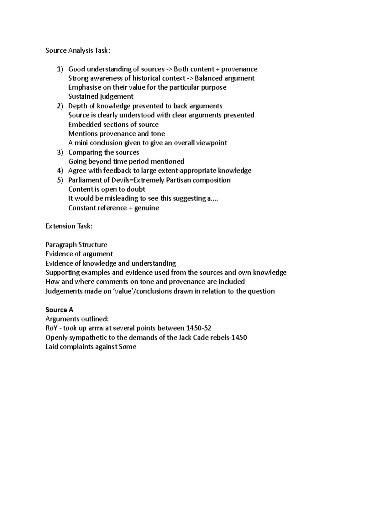 Source Analysis Task - Source Analysis Task: Good understanding of ...