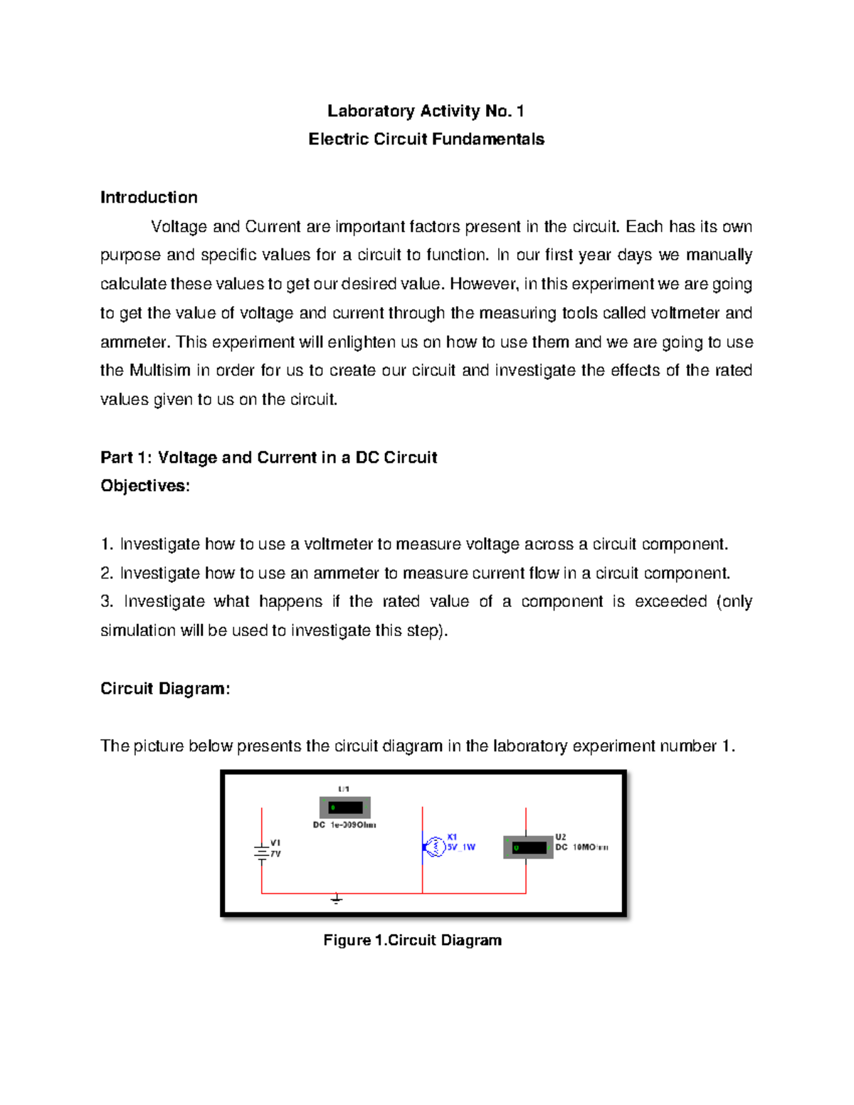 BS EE-2101 Alcantara MARK Jayric G Experiment 1 - Laboratory Activity No. 1 Electric Circuit ...
