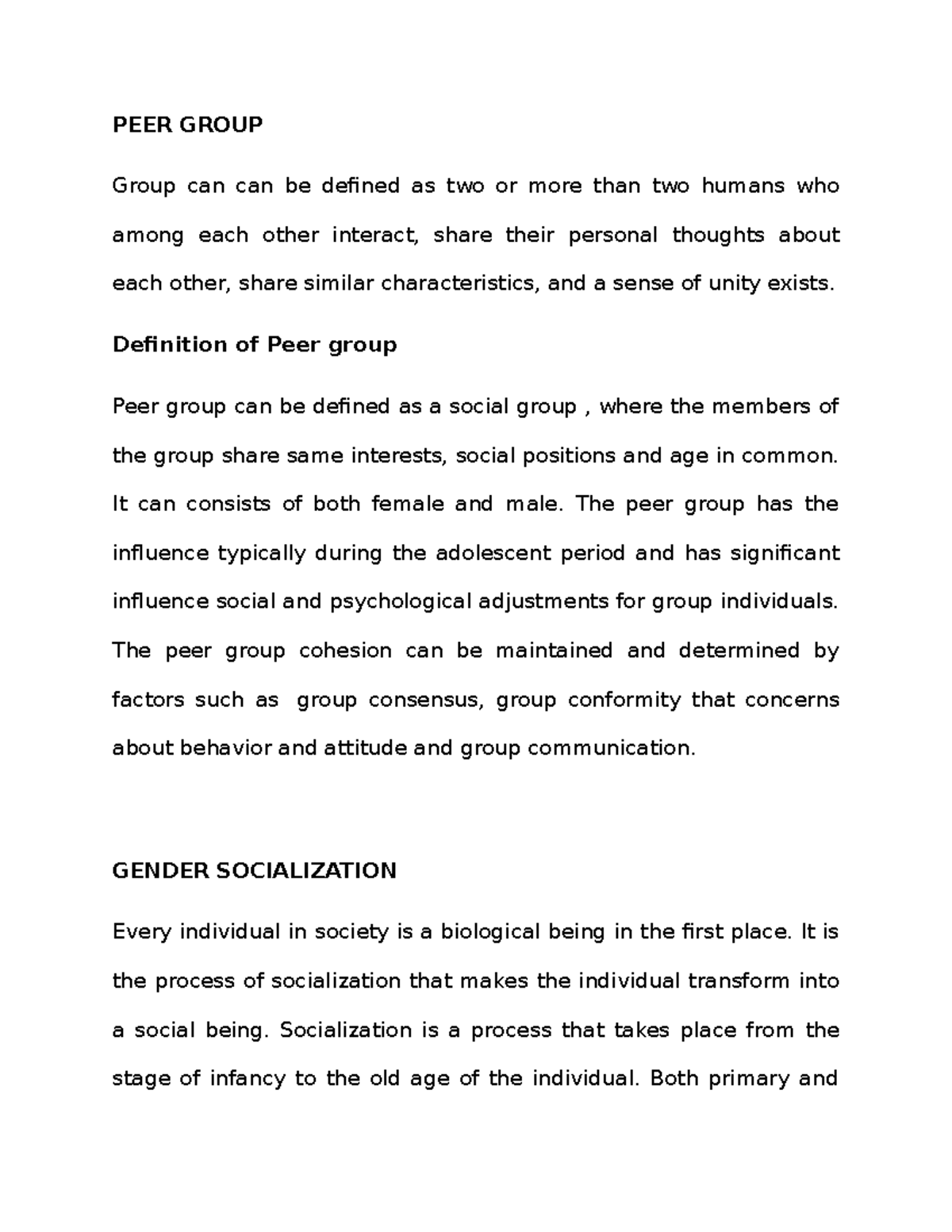 Sociological Meaning - Insights - PEER GROUP Group can can be defined ...