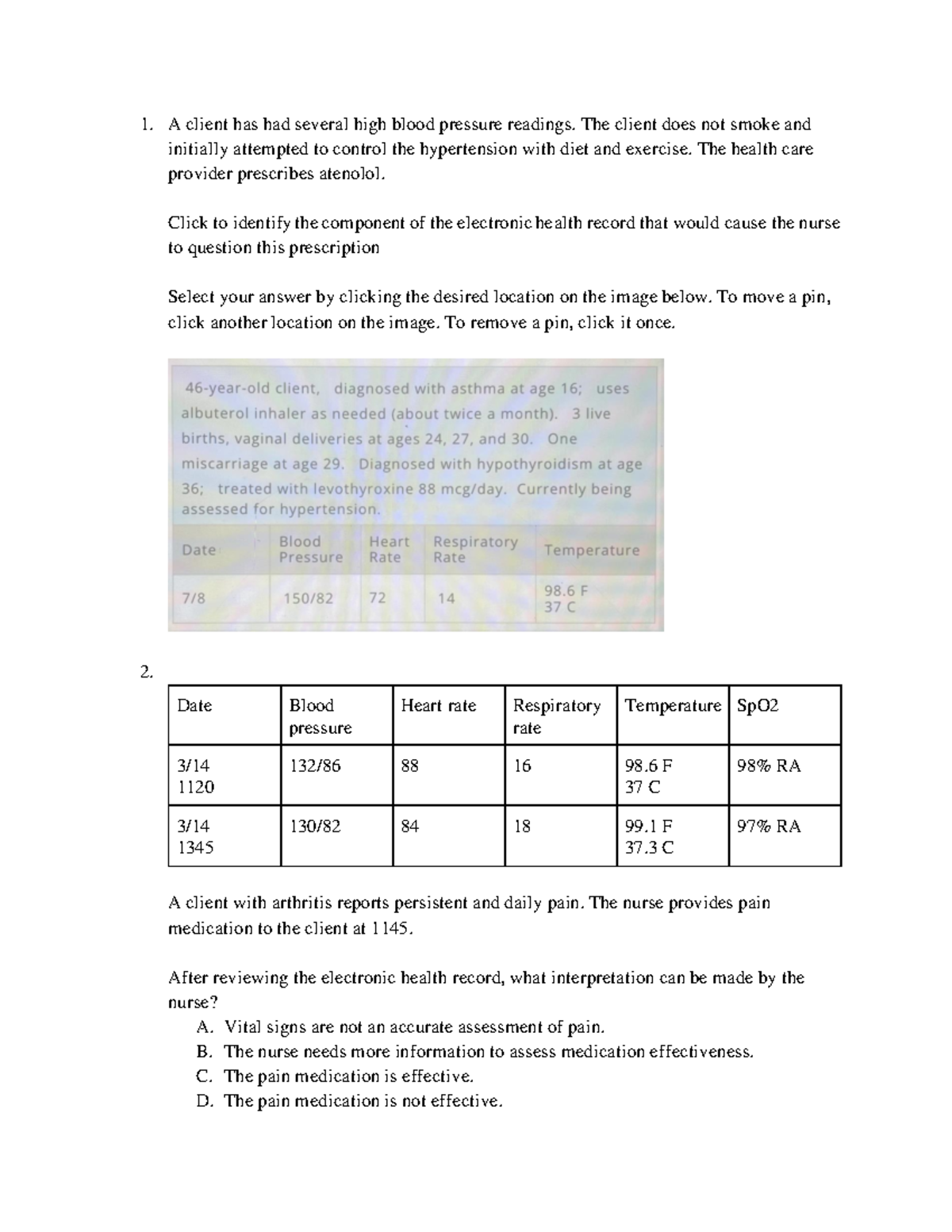 Pharm cje practice-1 - hjvb, - A client has had several high blood ...