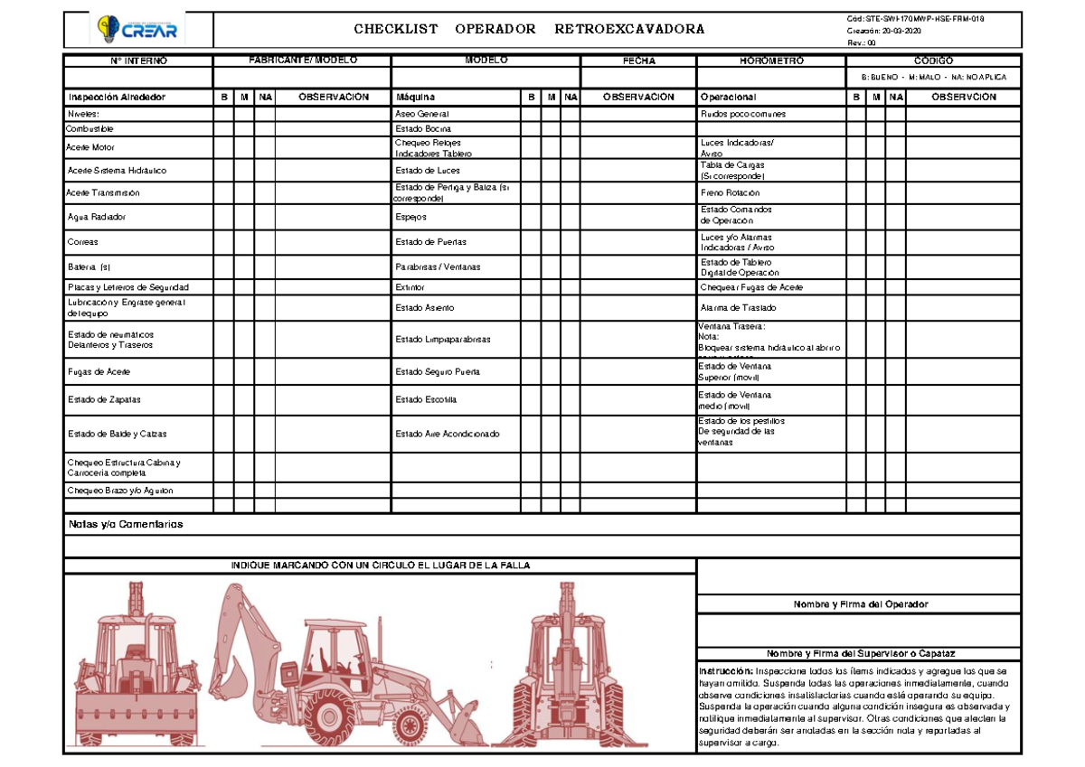 Check-LIST- Retro- Excavadora(Recuperado automáticamente) - Cód: STE ...