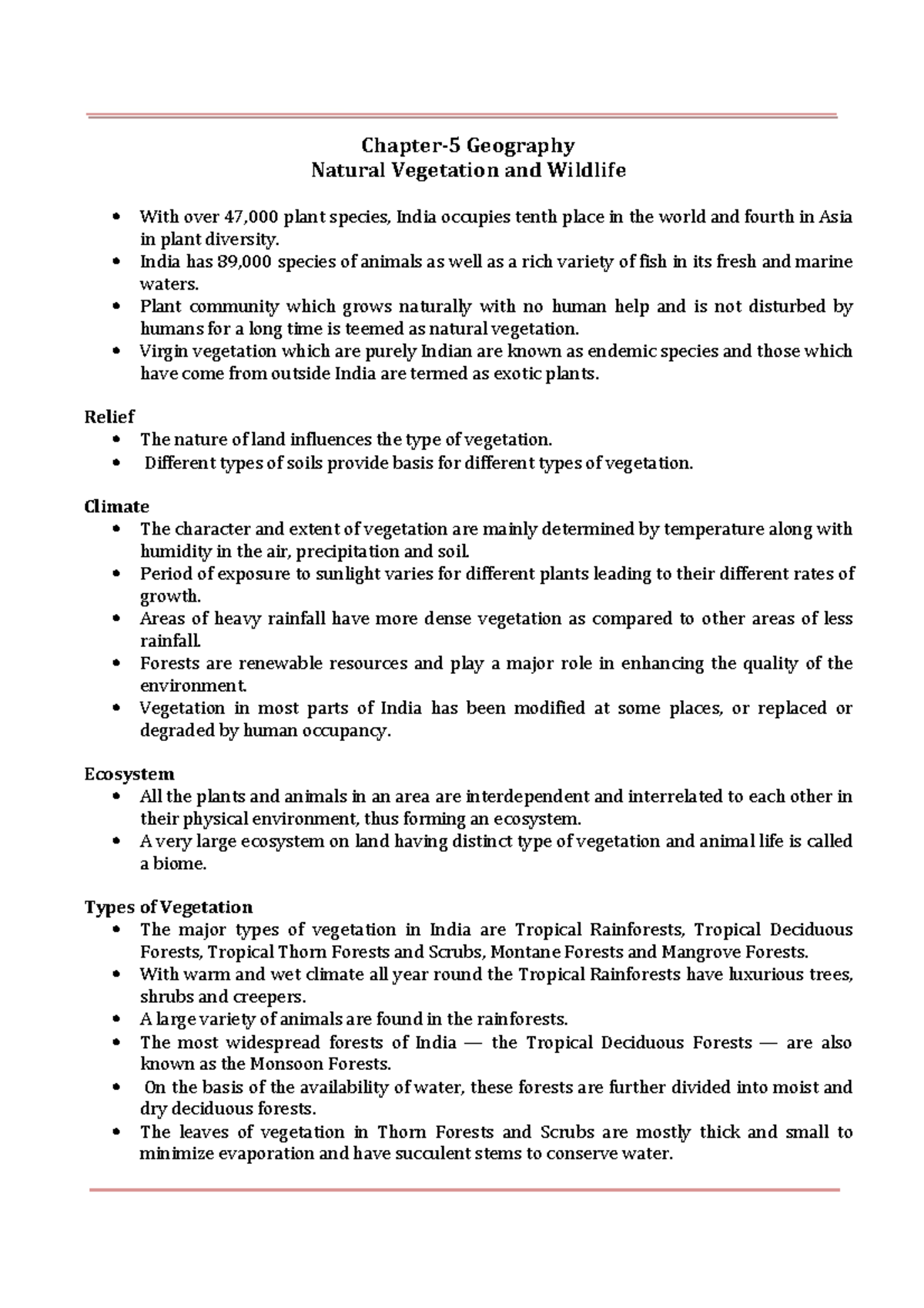Natural Vegetation and Wildlife - Chapter-5 Geography Natural ...