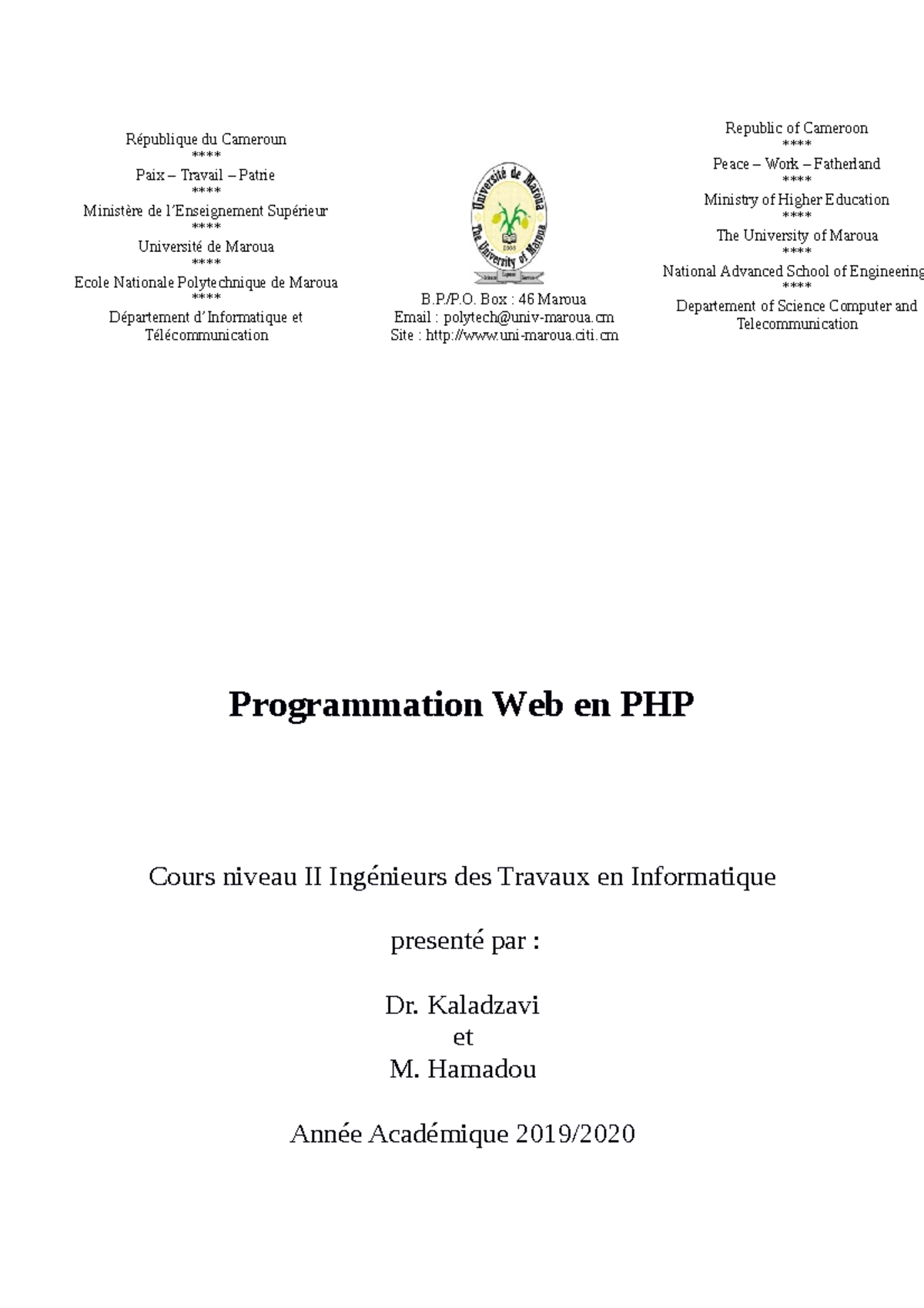 Programation Web Support 1 - Programmation Web en PHP Cours niveau II ...