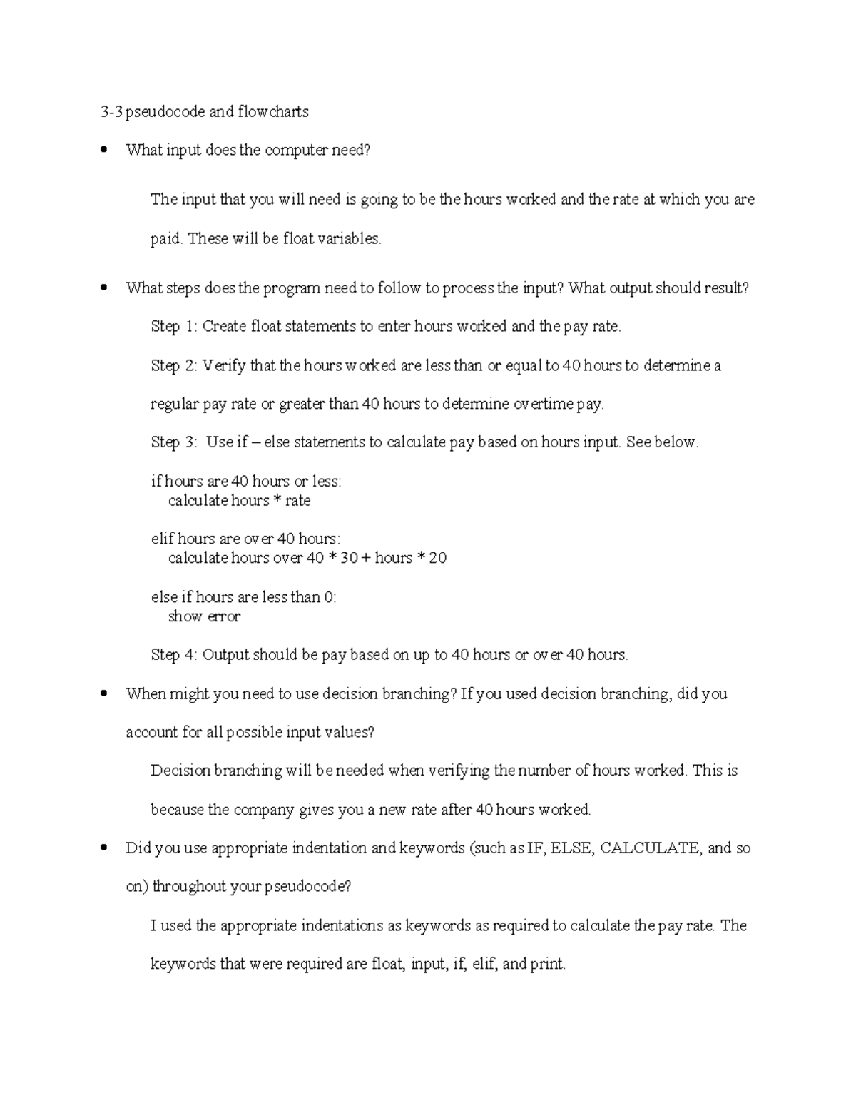 3-3 pseudocode and flowcharts - These will be float variables. What ...