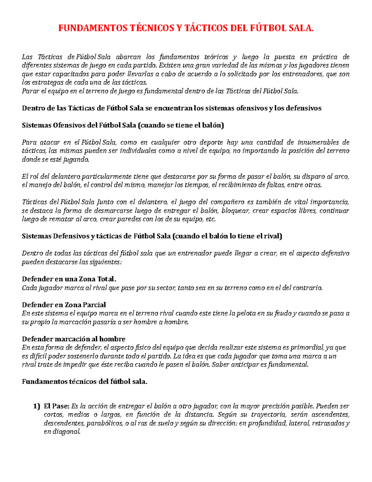 Fundamentos Tecnicos Y Tacticos DEL FUTB - FUNDAMENTOS TÉCNICOS Y ...