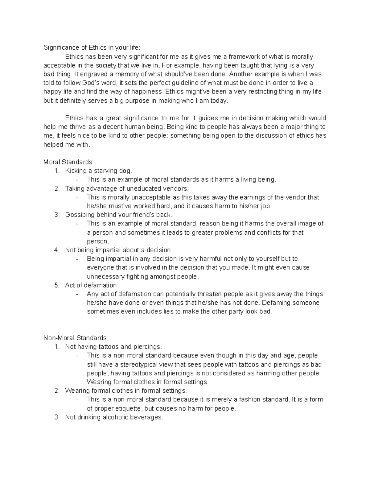 Moral and Non-moral - Significance of Ethics in your life: Ethics has ...