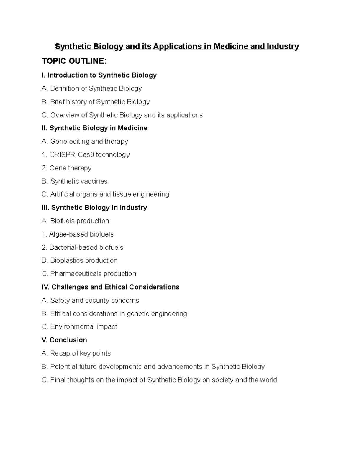 Synthetic Biology and its Applications in Medicine and Industry ...