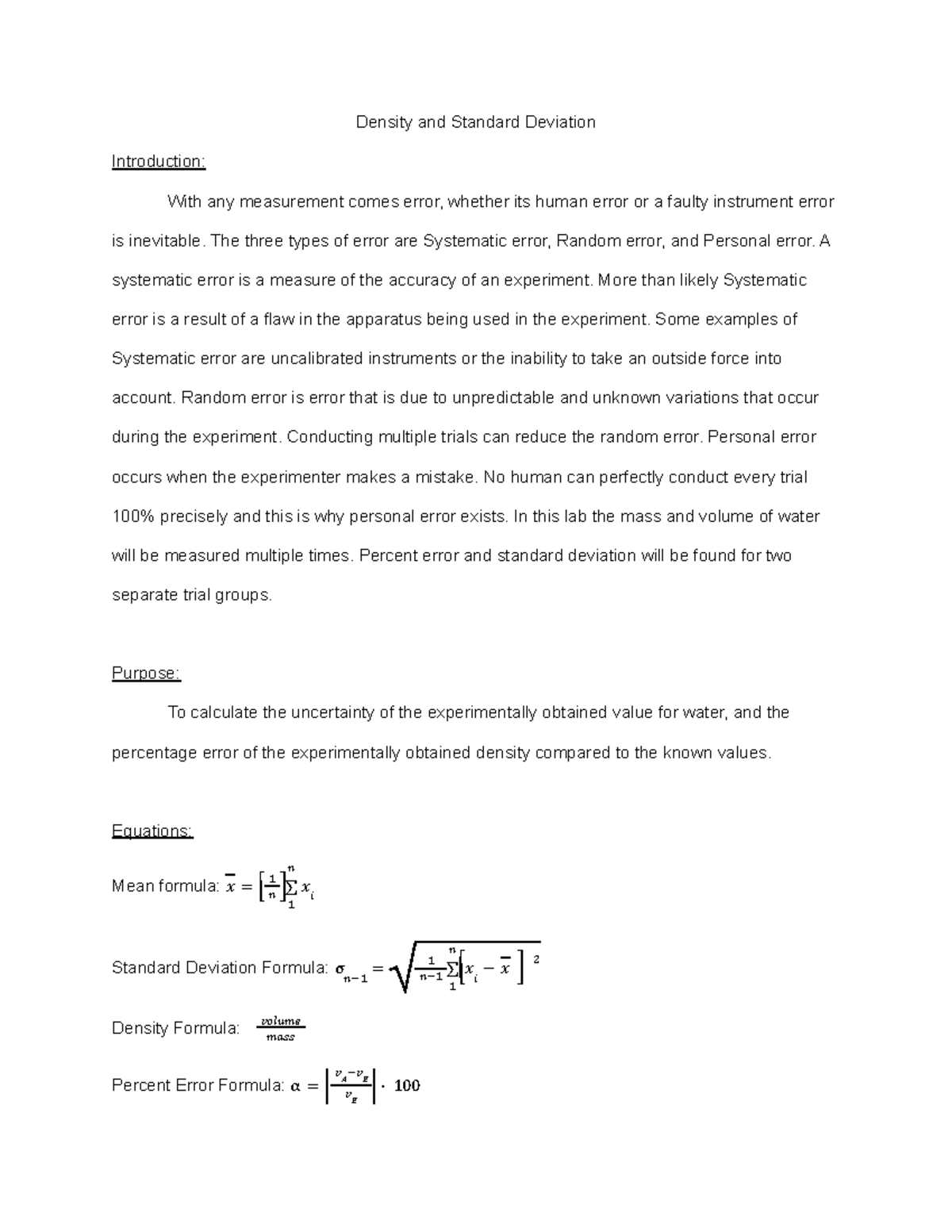 Density and STD deviation - Density and Standard Deviation Introduction ...