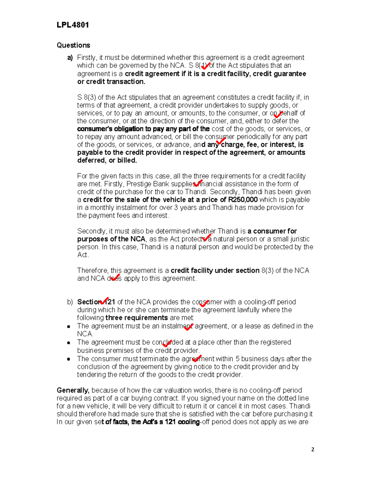 2021 LPL4801 01 MARK080100 - LPL Questions a) Firstly, it must be ...
