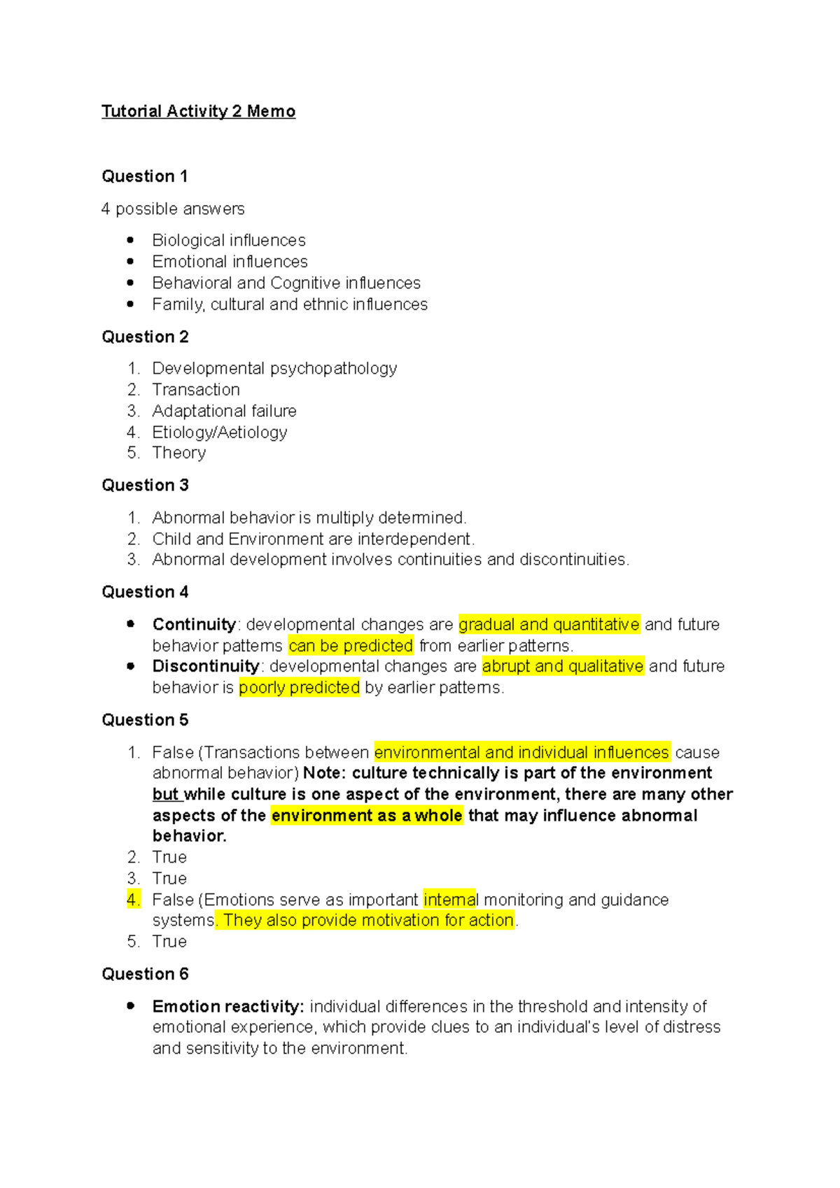 Tutorial Activity 2 memo - Tutorial Activity 2 Memo Question 1 4 ...