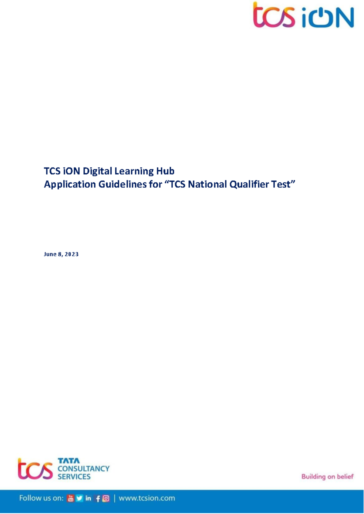 Application Guidelines - The TCS National Qualifier Test (TCS NQT) is ...