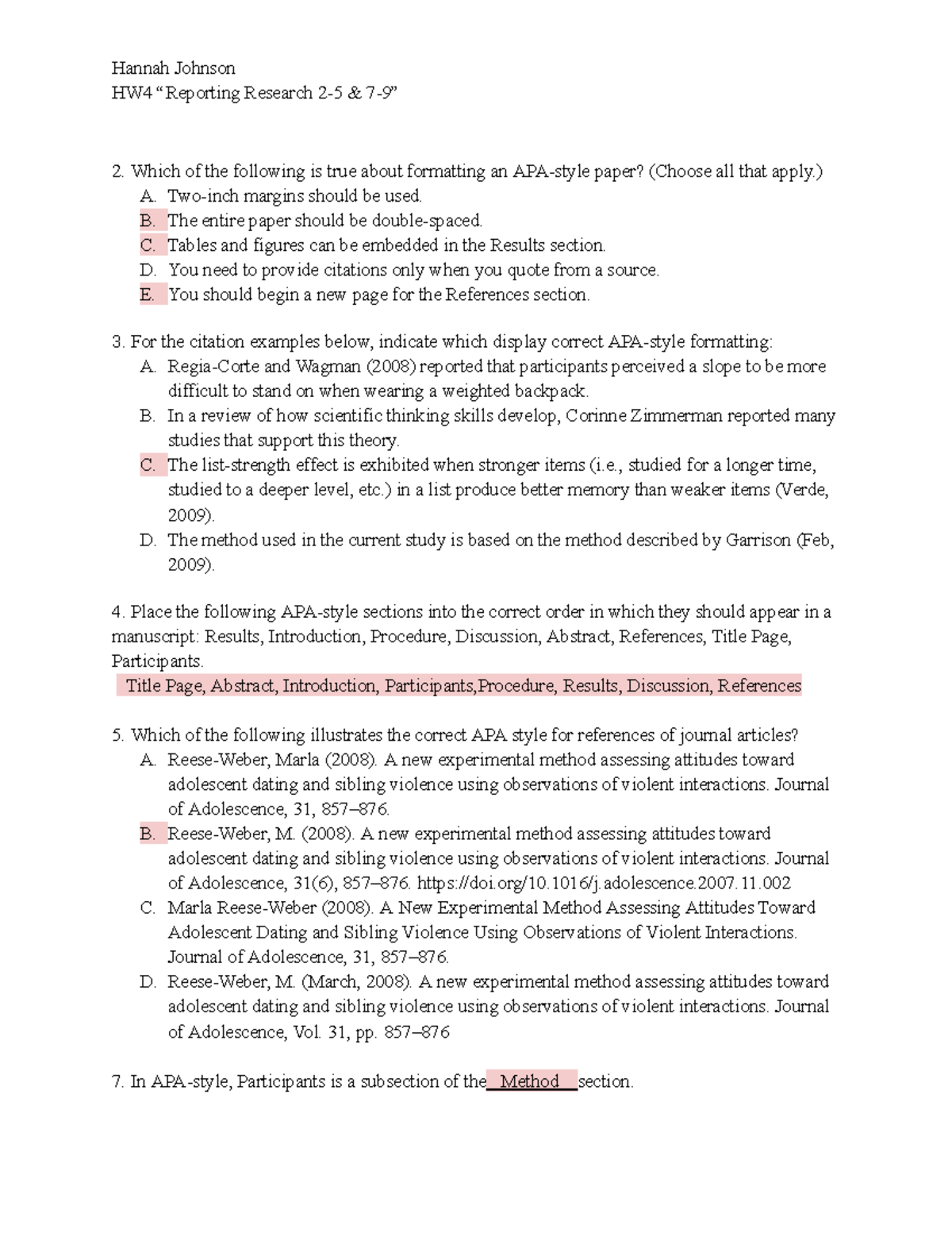 HW4 Hannah Johnson - These are homework assignments. Not a perfect 100 ...