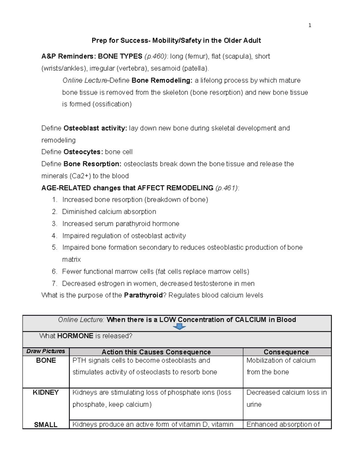 Mobility Safety Study Guide - Prep for Success- Mobility/Safety in the ...