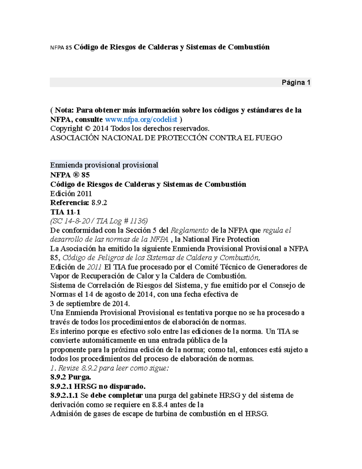 NFPA 85 Código de Riesgos de Calderas y Sistemas de Combustión ...