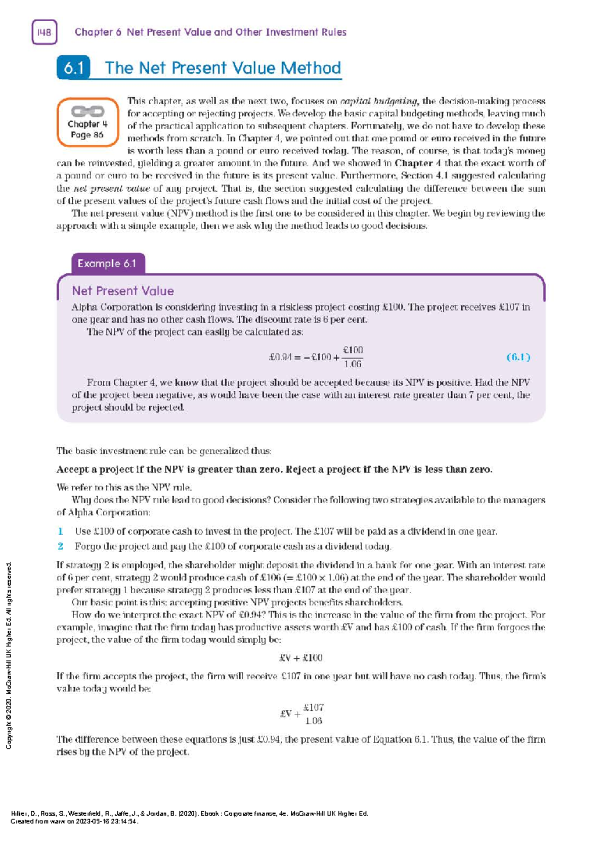 Ebook Corporate Finance, 4e - (Part 2 Value and Capital Budgeting ...