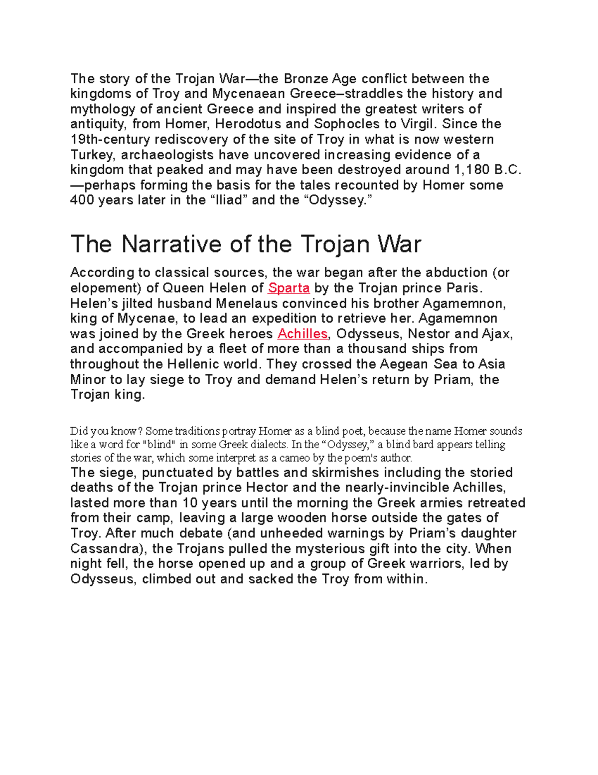 Greek - the - The story of the Trojan War—the Bronze Age conflict ...