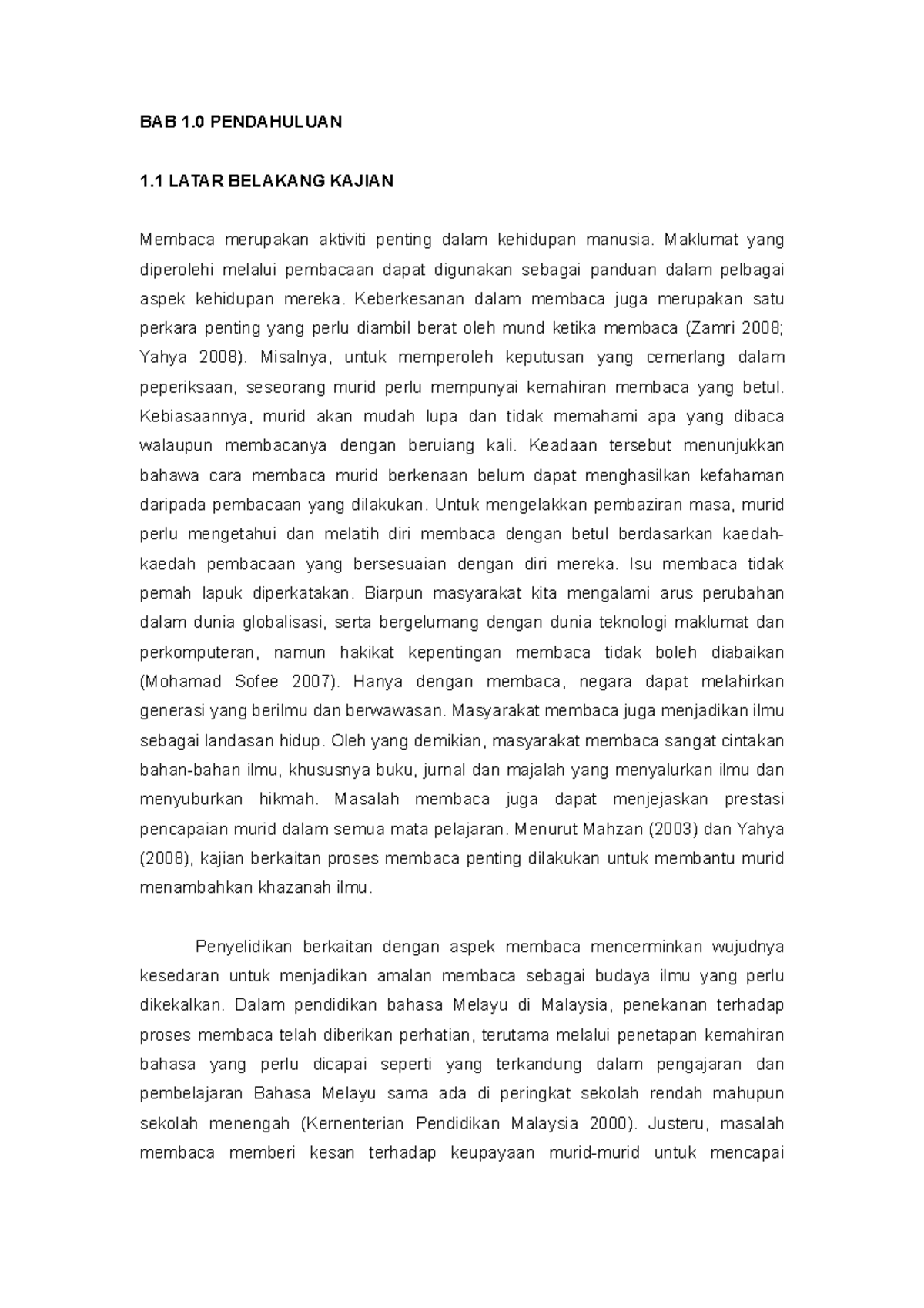 BAB 1 pendahuluan pengenalan - BAB 1 PENDAHULUAN 1 LATAR BELAKANG KAJIAN Membaca merupakan ...