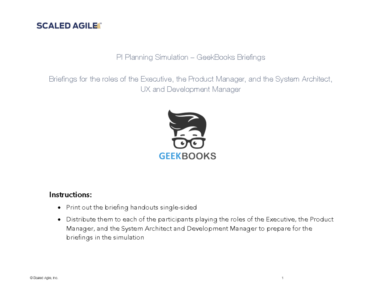 Scaled Agile Framework (SAFe) - 05 Geekbooks PI Planning Briefings (V4 ...