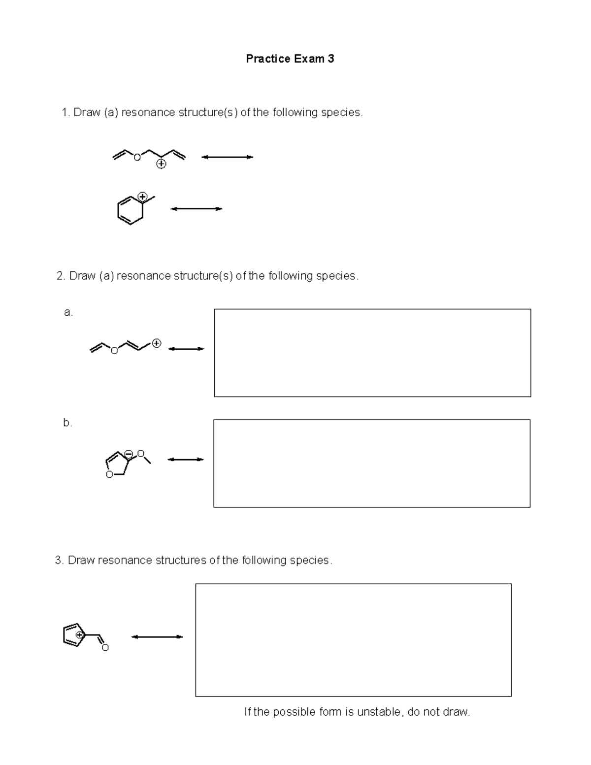 Practice-3 - pe 3 - Practice Exam 3 1. Draw (a) resonance structure(s ...